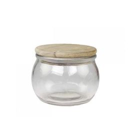 Chic Antique Vallet Aufbewahrungsglas mit Holzdeckel rund H&ouml;he 8,6/&Oslash; 11 cm, klar skandinavische Deko Online Shop