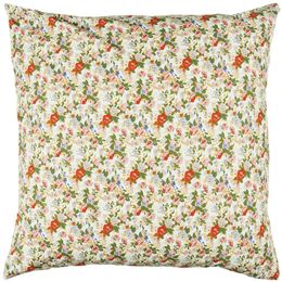 IB Laursen Blumiger Kissenbezug aus Baumwolle quadratisch 60 x 60 cm, orange, rosa, creme skandinavische Deko Online Shop