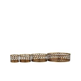 Chic Antique Kerzentablett mit Dekor 4er-Set H4,5/D15,5 cm, antik messing skandinavische Deko Online Shop