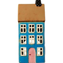 IB Laursen Teelicht-Haus aus Keramik blau 10 x 7.5 x 23.5 cm skandinavische Deko Online Shop