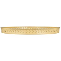 IB Laursen Metall Tablett mit gemusterter Kante H&ouml;he 3.5, &Oslash; 36.5 cm, beige skandinavische Deko Online Shop