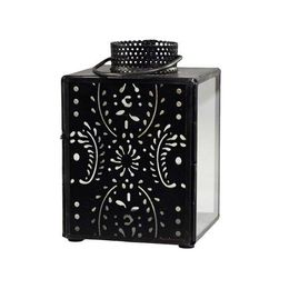 Chic Antique Laterne eckig mit Muster H14,5/L10/B10 cm, antik kohle skandinavische Deko Online Shop