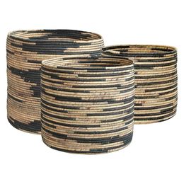 Chic Antique K&ouml;rbe aus Wasserhyazinthe 3er Set H37/&Oslash;40 cm, dunkel natur skandinavische Deko Online Shop