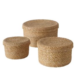 Boltze K&ouml;rbe mit Deckel aus Seegras Sophy, 3er Set &Oslash; 15/20/25, H&ouml;he 10/12/14 cm skandinavische Deko Online Shop