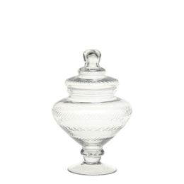Chic Antique Glasgef&auml;&szlig; mit Deckel auf Fu&szlig; H&ouml;he 23, &empty; 15 cm skandinavische Deko Online Shop