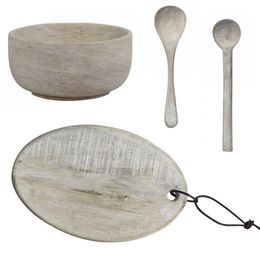 skandeko Laon Set aus Mangoholz 4-teilig, natur skandinavische Deko Online Shop