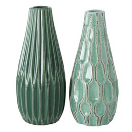 Boltze Vase Lenja 2er Set gr&uuml;n H24/&Oslash;10 cm, gr&uuml;n skandinavische Deko Online Shop