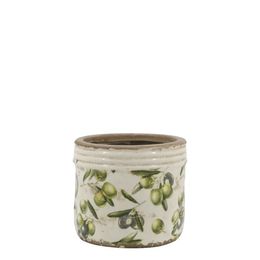 Chic Antique Olive &Uuml;bertopf mit Rand, Olivenmuster H11,5/&Oslash; 13 cm gr&uuml;n skandinavische Deko Online Shop