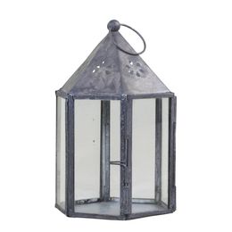 Chic Antique Laterne mit Blumenmuster sechseckig H14.5/D8,5 cm, antique zink skandinavische Deko Online Shop