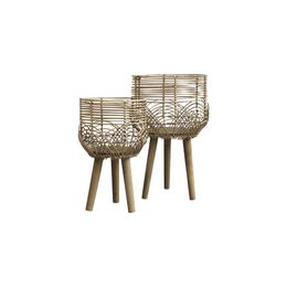 Chic Antique 2er Set &Uuml;bertopf geflochten mit 3 Beinen Set: H39-47,5 x &Oslash;23-29 cm, natur skandinavische Deko Online Shop
