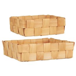 IB Laursen 2er Korbsatz quadratisch geflochtenes Spanholz 24x24x6, 18x18x6 cm skandinavische Deko Online Shop