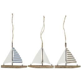 IB Laursen Schiff mit Segeln zum Aufh&auml;ngen Nautico 3er Set 15 x 1,5 x 14,5 cm skandinavische Deko Online Shop