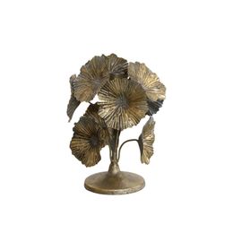 Chic Antique Kerzenst&auml;nder mit Gold Blumen H20 x &Oslash;14 cm, antique messing skandinavische Deko Online Shop