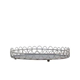 Chic Antique Tablett mit Drahtkante H5/D31 cm, antik zink skandinavische Deko Online Shop
