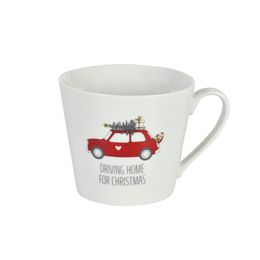 Krasilnikoff Happy Cup Becher mit Henkel, Driving Home for Christmas &Oslash; 10, H&ouml;he 9 cm skandinavische Deko Online Shop