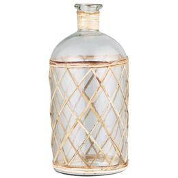 IB Laursen Vase, Flasche Glas mit Rattangeflecht H&ouml;he 22, &Oslash; 10 cm skandinavische Deko Online Shop
