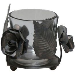 Chic Antique Teelichthalter mit Blumen deko H7/D9 cm, antik zink skandinavische Deko Online Shop