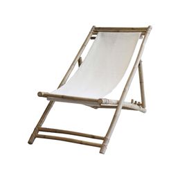 Chic Antique Lyon Liegestuhl mit Leinen Bambus H80/L112/B60 cm skandinavische Deko Online Shop