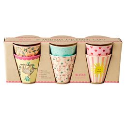 Rice Melamin Becher 6er-Set Funky Prints Pink Medium: L33 x B9 x H13 cm, diverse skandinavische Deko Online Shop