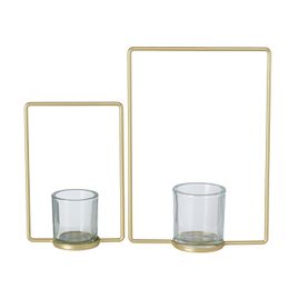 Boltze 2er Set Teelichthalter Franjo Set: 15-22 x 8 x 22-31 cm, gold skandinavische Deko Online Shop