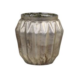 Chic Antique Teelichthalter Diamant Muster aus Glas H10/D8 cm, antik bronze skandinavische Deko Online Shop