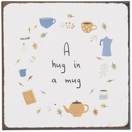 IB Laursen Metallschild A hug in a mug L18 x B18 cm, beige skandinavische Deko Online Shop