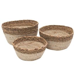 byRoom K&ouml;rbe 3er Set mit wei&szlig;em Rand &Oslash;26 x 14cm, &Oslash;23 x 12cm, &Oslash;20 x 10cm, 3er Set, natur skandinavische Deko Online Shop