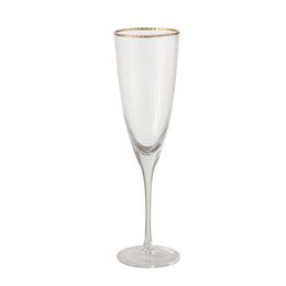 Boltze Sektglas Sofia lang mit Goldrand 26,5 cm, &Oslash; 7,5 cm, 300 ml skandinavische Deko Online Shop
