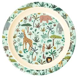 Rice Melamin Kinderteller Jungle Animals All Over gr&uuml;n skandinavische Deko Online Shop