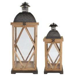 Chic Antique Laterne aus Holz 2er-Set H67/L24/B24 cm skandinavische Deko Online Shop
