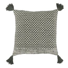 Chic Antique Aix Kissenbezug mit Quasten Karriert 50 x 50 cm, Oliv skandinavische Deko Online Shop