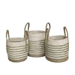 Chic Antique Korbset aus getrocknetem Gras 3er Set skandinavische Deko Online Shop