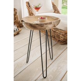 Faktorei Beistelltisch &Aring;rby mit Teakholzschale &Oslash;: ca. 40 cm, ca. 52 cm hoch skandinavische Deko Online Shop