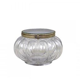 Chic Antique K&uuml;rbisglas mit Messing Dekor H10,5/D11 cm, klar skandinavische Deko Online Shop