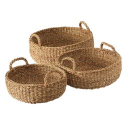 Boltze Seegras Korb Sophy 3-teilig H22-28/&Oslash;40-55 cm, natur skandinavische Deko Online Shop