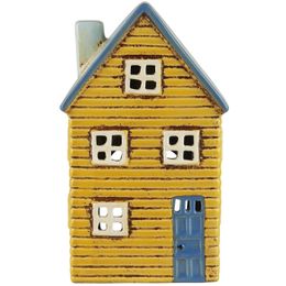 IB Laursen Keramik Haus f&uuml;r Teelicht Thorshavn gelb 8 x 11 x 18,5 cm skandinavische Deko Online Shop