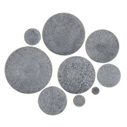 Bloomingville Tablett Karenlil 9er Set aus Metall &Oslash; 6-38 cm, grau skandinavische Deko Online Shop