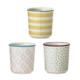 Bloomingville Patrizia Eierbecher 3er Set Steingut &Oslash; 4,5xH5 cm, 3-er-Set skandinavische Deko Online Shop