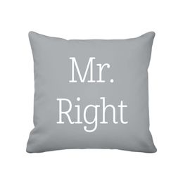 Krasilnikoff Kissenbezug Mr. Right 50 x 50 cm, grau skandinavische Deko Online Shop