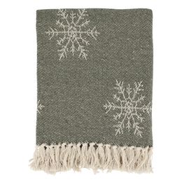 Chic Antique Aix Plaid Garn&uuml;berschuss mit Eiskristallen 150 x 130 cm, olive skandinavische Deko Online Shop