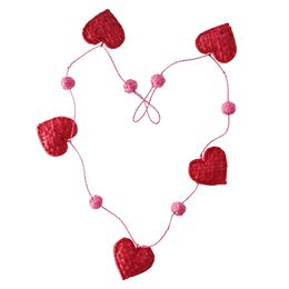 Rice Bast Girlande Hearts L120 x H13cm, pink skandinavische Deko Online Shop