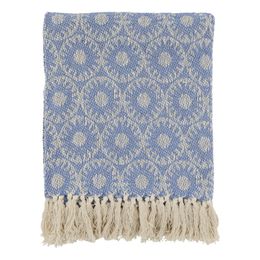 Chic Antique Aix Plaid aus Baumwolle und Garn&uuml;berschuss Kreismuster L150/B130 cm ocean skandinavische Deko Online Shop