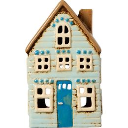 IB Laursen Teelichthaus Visby blaue T&uuml;r braunes Dach 11 x 7.7 x 19 cm skandinavische Deko Online Shop