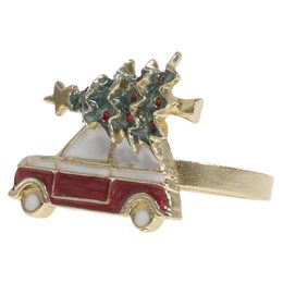 Chic Antique Serviettenring mit Auto und Weihnachtsbaum H4/L4,5/B4,5 cm, messing skandinavische Deko Online Shop