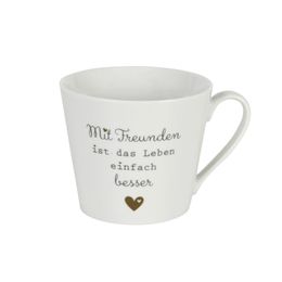 Krasilnikoff Happy Cup, Mit Freunden ist das Leben einfach besser &Oslash; 10, H&ouml;he 9 cm skandinavische Deko Online Shop