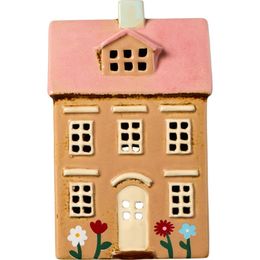 IB Laursen Teelichthaus Nyhavn Blumen und rosa Dach 11.8 x 8.7 x 19 cm skandinavische Deko Online Shop