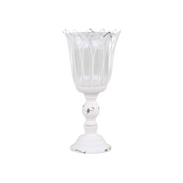 Chic Antique Teelichthalter auf Fu&szlig; mit Glas H27/D13 cm, antik creme skandinavische Deko Online Shop