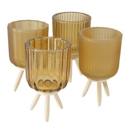 Boltze Teelichthalter Danteo auf F&uuml;&szlig;en H15 x &Oslash;9 cm, gelb skandinavische Deko Online Shop