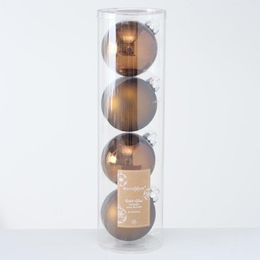 Boltze Gro&szlig;e Weihnachtskugeln &Oslash; 10 cm, 4 tlg Dunkelbraun skandinavische Deko Online Shop