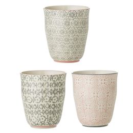 Bloomingville C&eacute;cile Becher, Rose, Steingut 3er-Set &Oslash; 8,5 x H9,5 cm, 3er-Set skandinavische Deko Online Shop